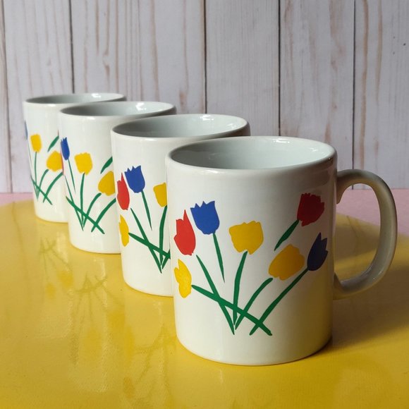 Coloroll | Dining | 4 Vintage Tulip Coffee Mugs Coloroll 98s England ...